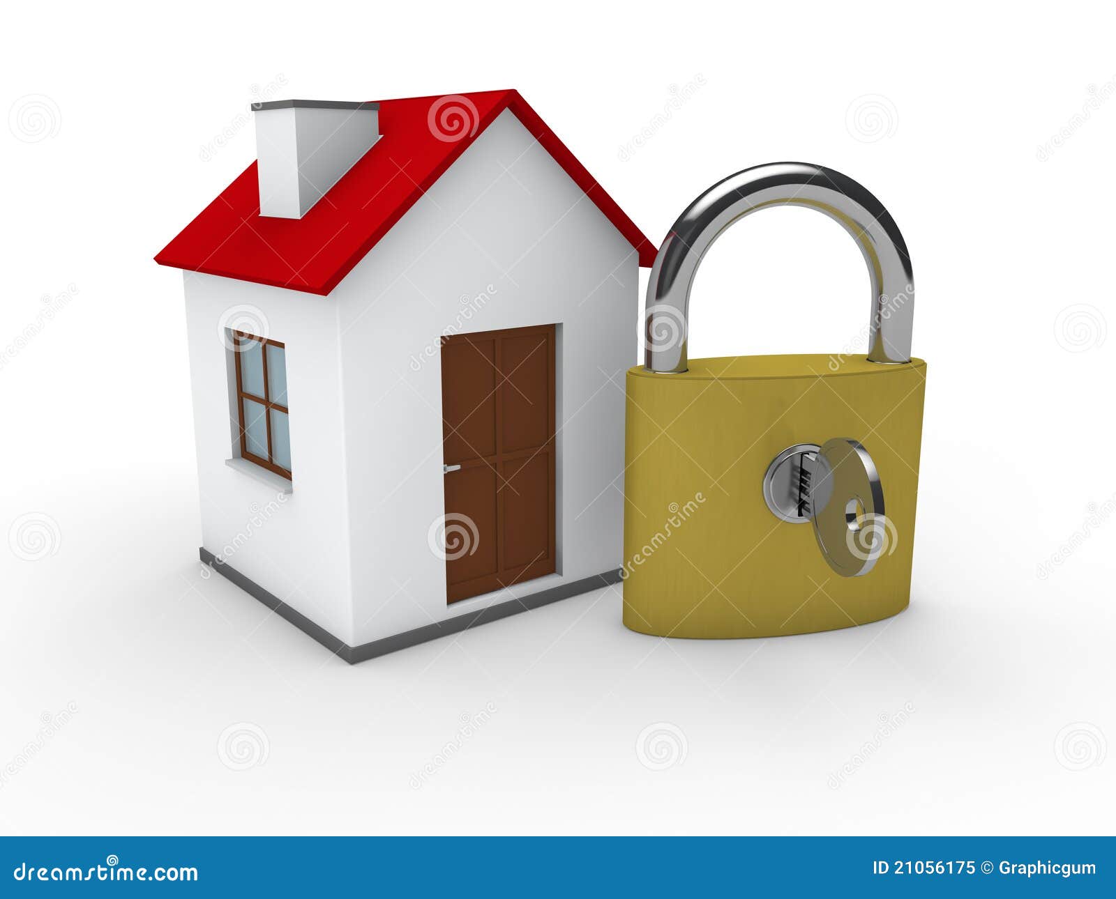 3d house home padlock stock illustration. Illustration of access - 21056175