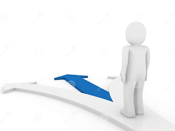 3d Human Arrow Direction Way Blue Stock Illustration - Illustration of ...