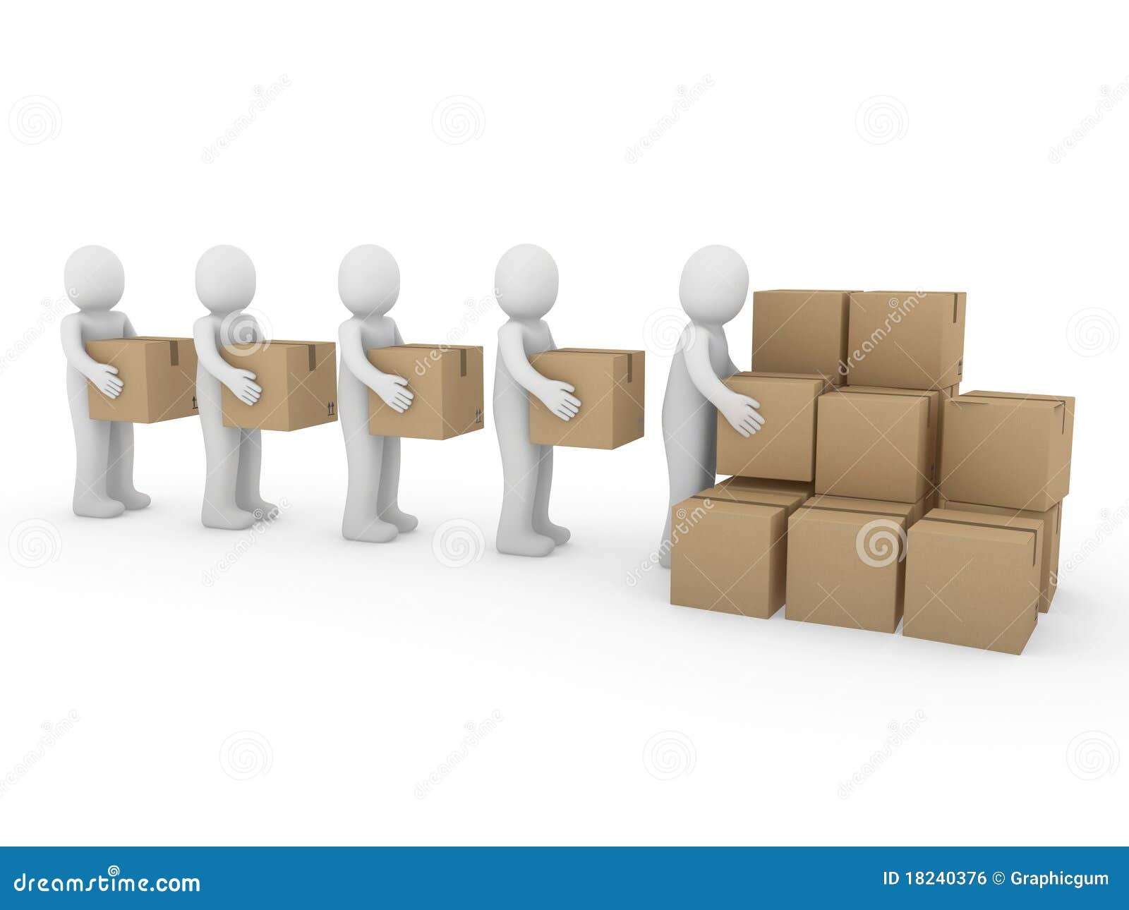 3d Human Carton Package Shipping Stock Illustration - Illustration of ...