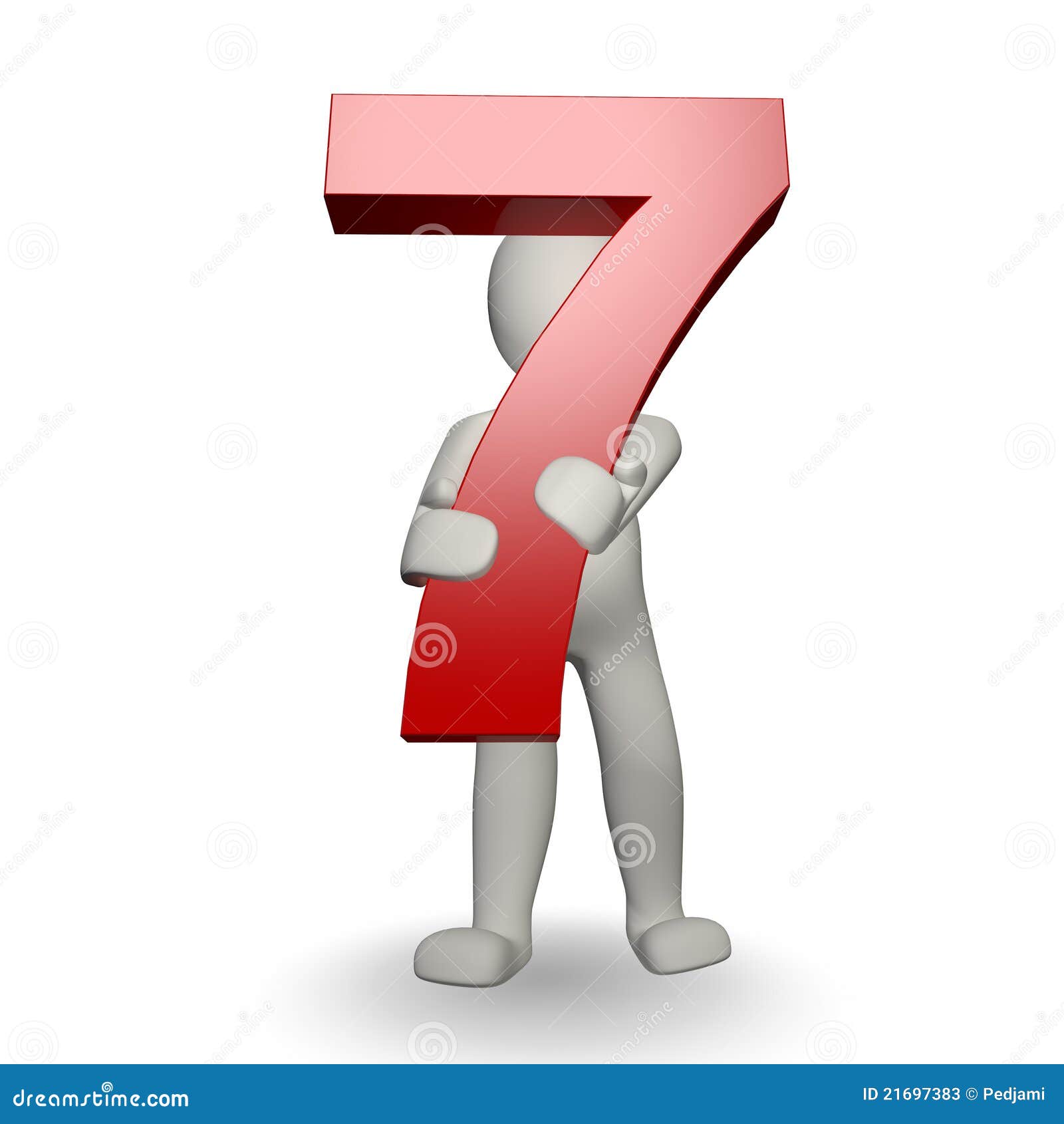 3D Human Charcter Holding Number Seven Stock Illustration ...
