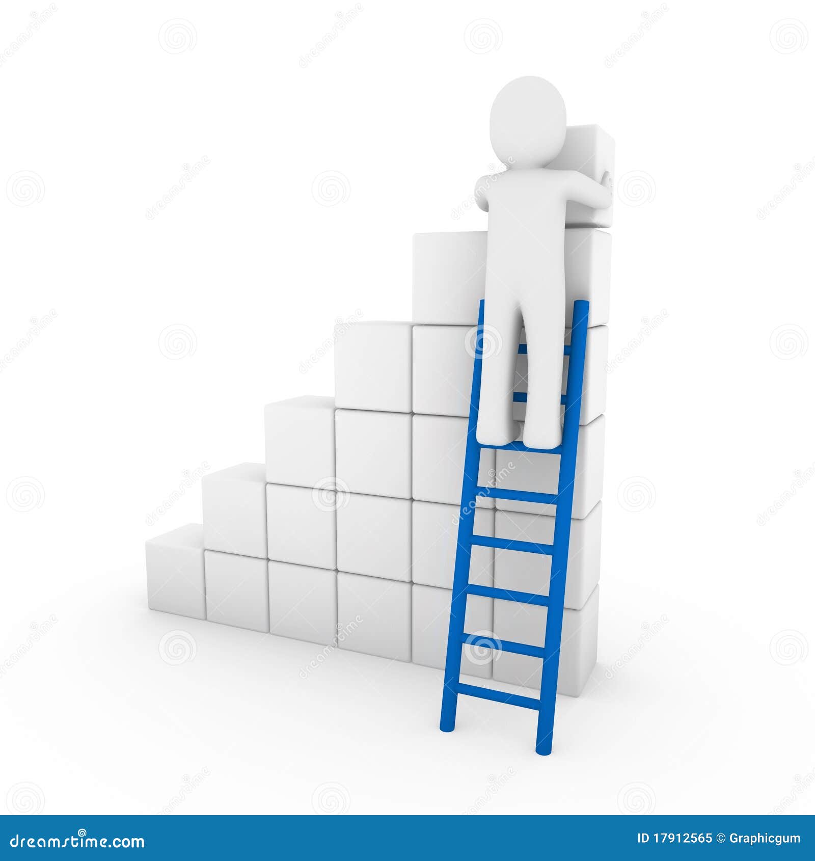3d human cube ladder blue stock illustration. Illustration of ...