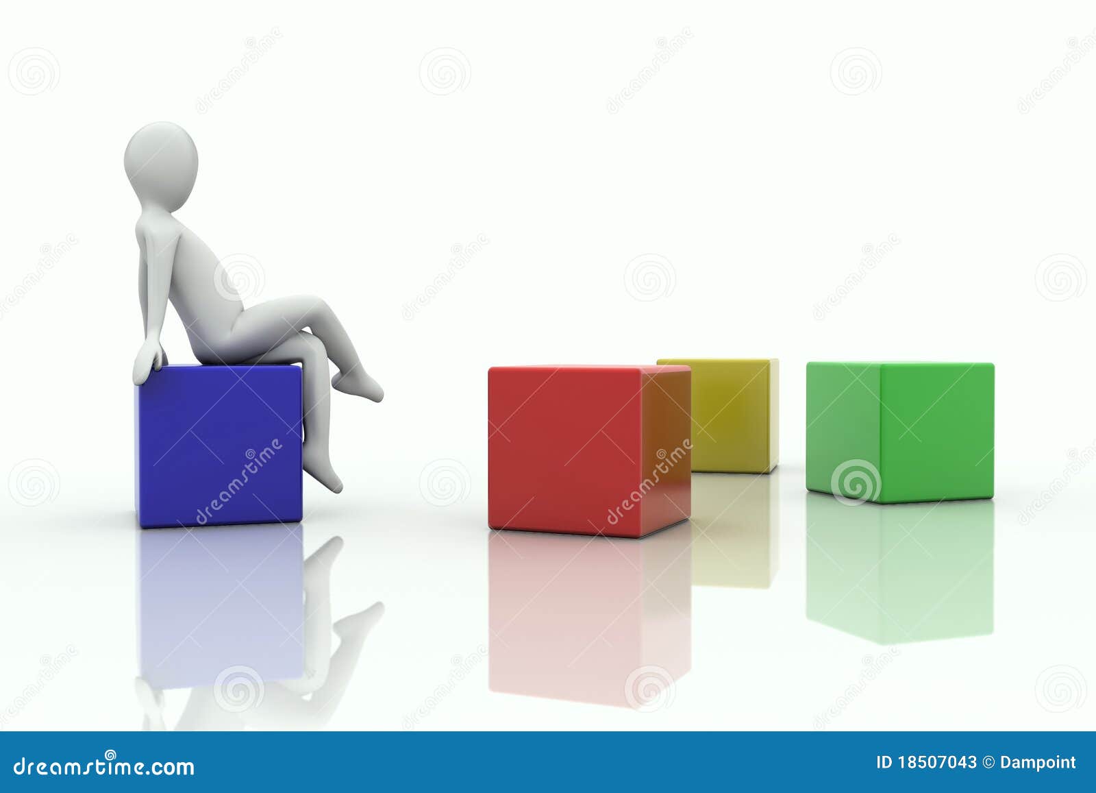 3d Human With Disordered Cubes Stock Illustration Illustration Of