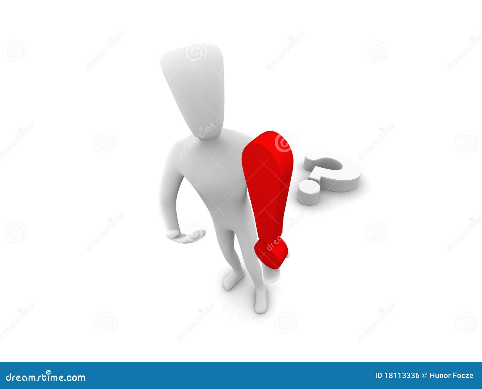 3d Human with an Exclamation Mark Stock Illustration - Illustration of ...