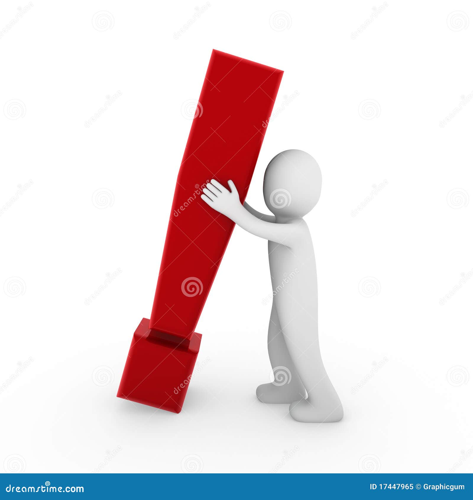 3d Human Exclamation Mark Red Stock Illustration - Illustration of help ...