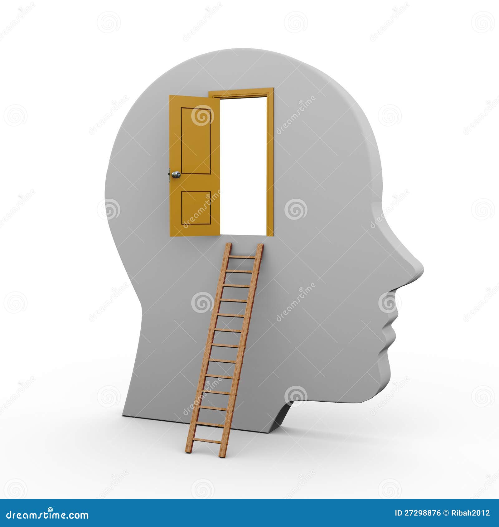 3d Human Head and Open Door Stock Illustration - Illustration of ...