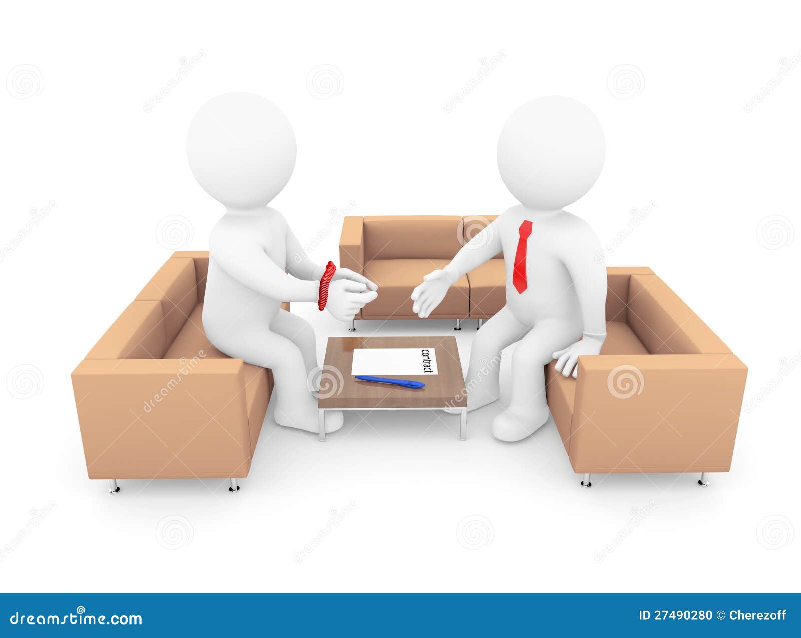 3d Human with His Hands Tied Signing Contract Stock Illustration ...
