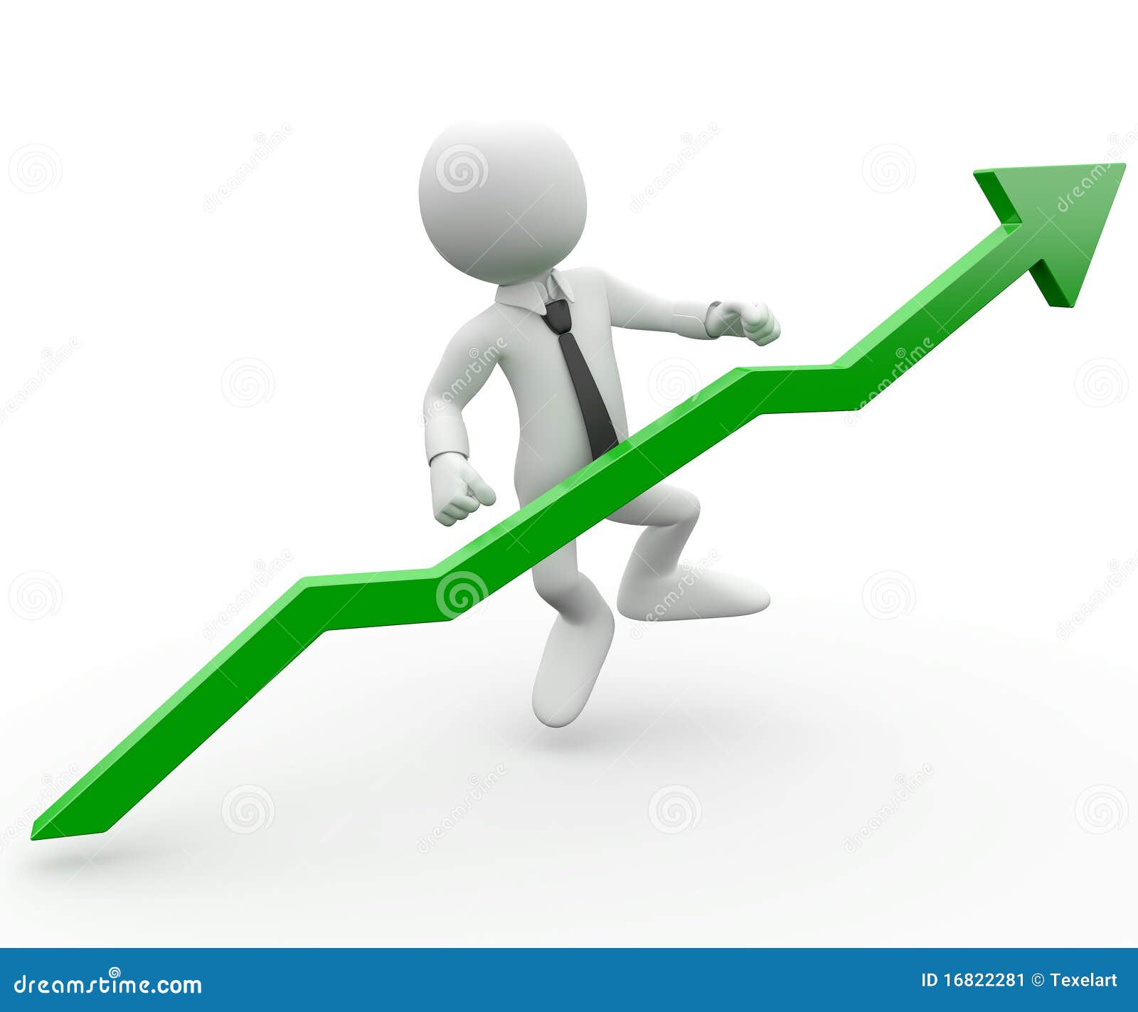 3D Human Jumping with a Green Arrow Pointing Up Stock Illustration ...