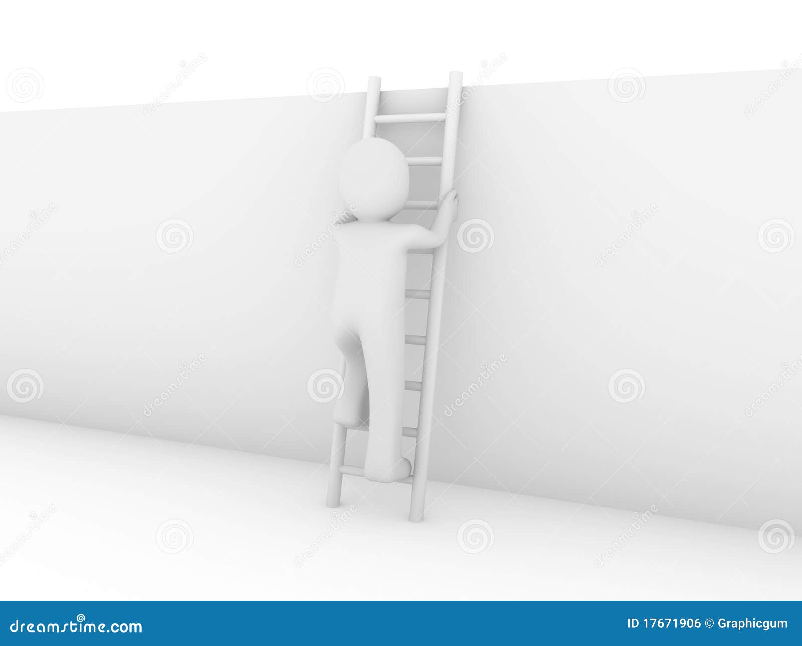 3d Human Ladder Wall Success Stock Illustration - Illustration of ...