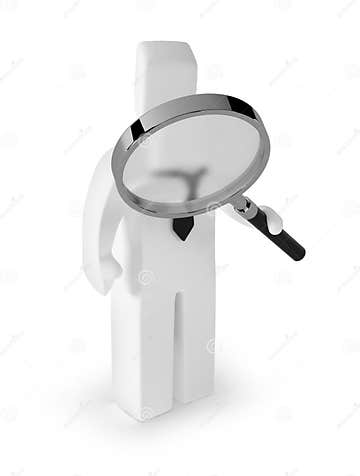 3d human with magnifier stock illustration. Illustration of lens - 10751420
