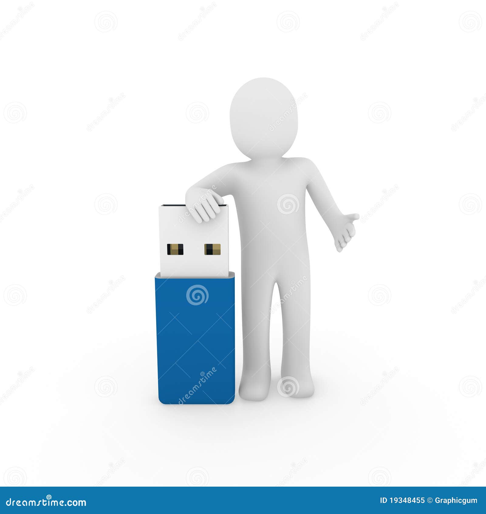 3d human man usb stick stock illustration. Illustration of background ...