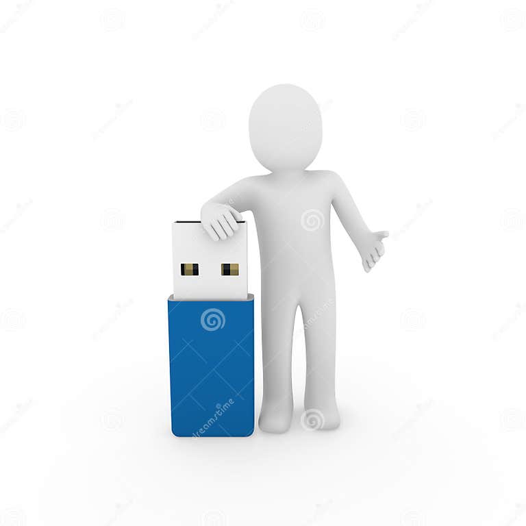 3d human man usb stick stock illustration. Illustration of background ...