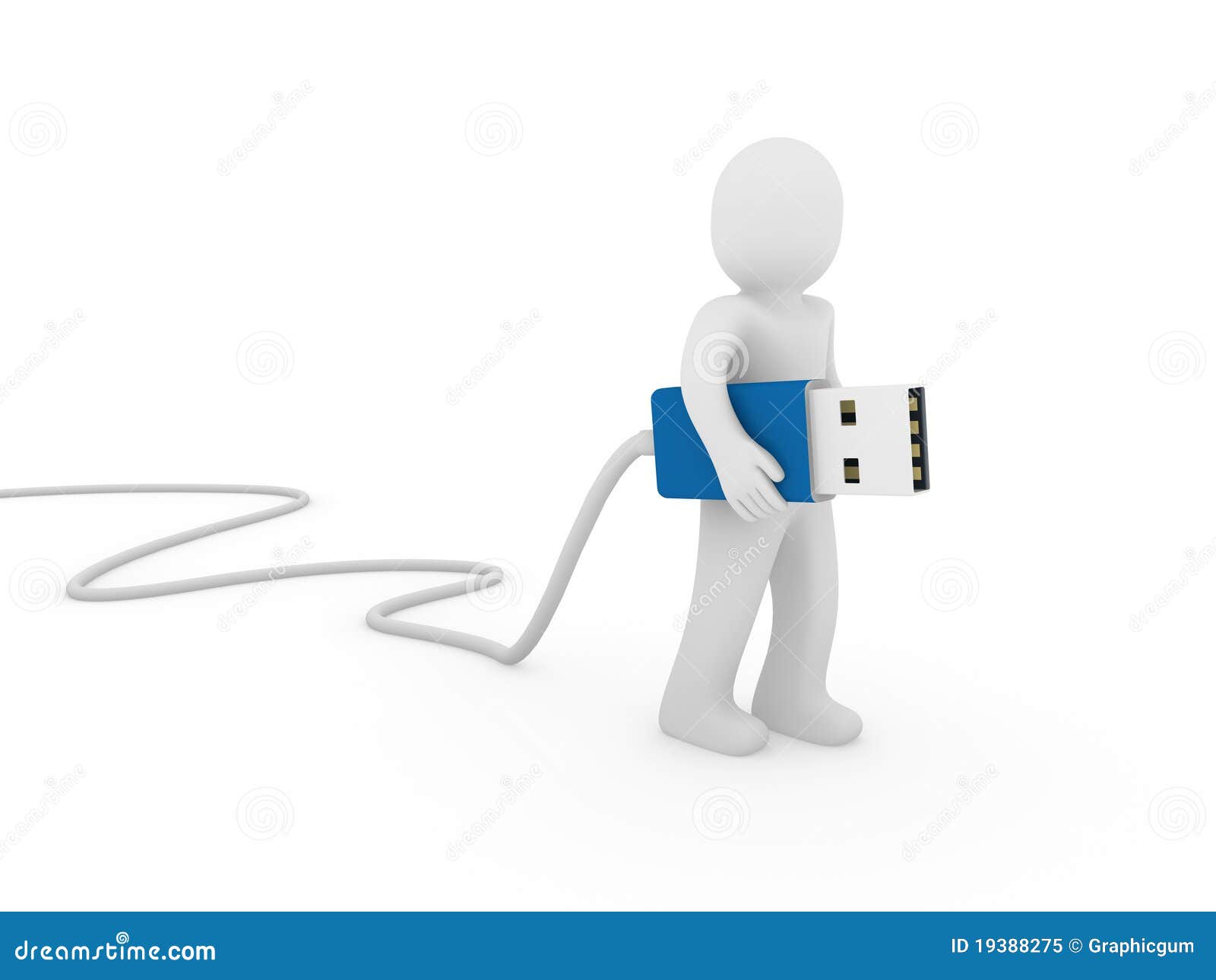 3d human man usb stick stock illustration. Illustration of character ...