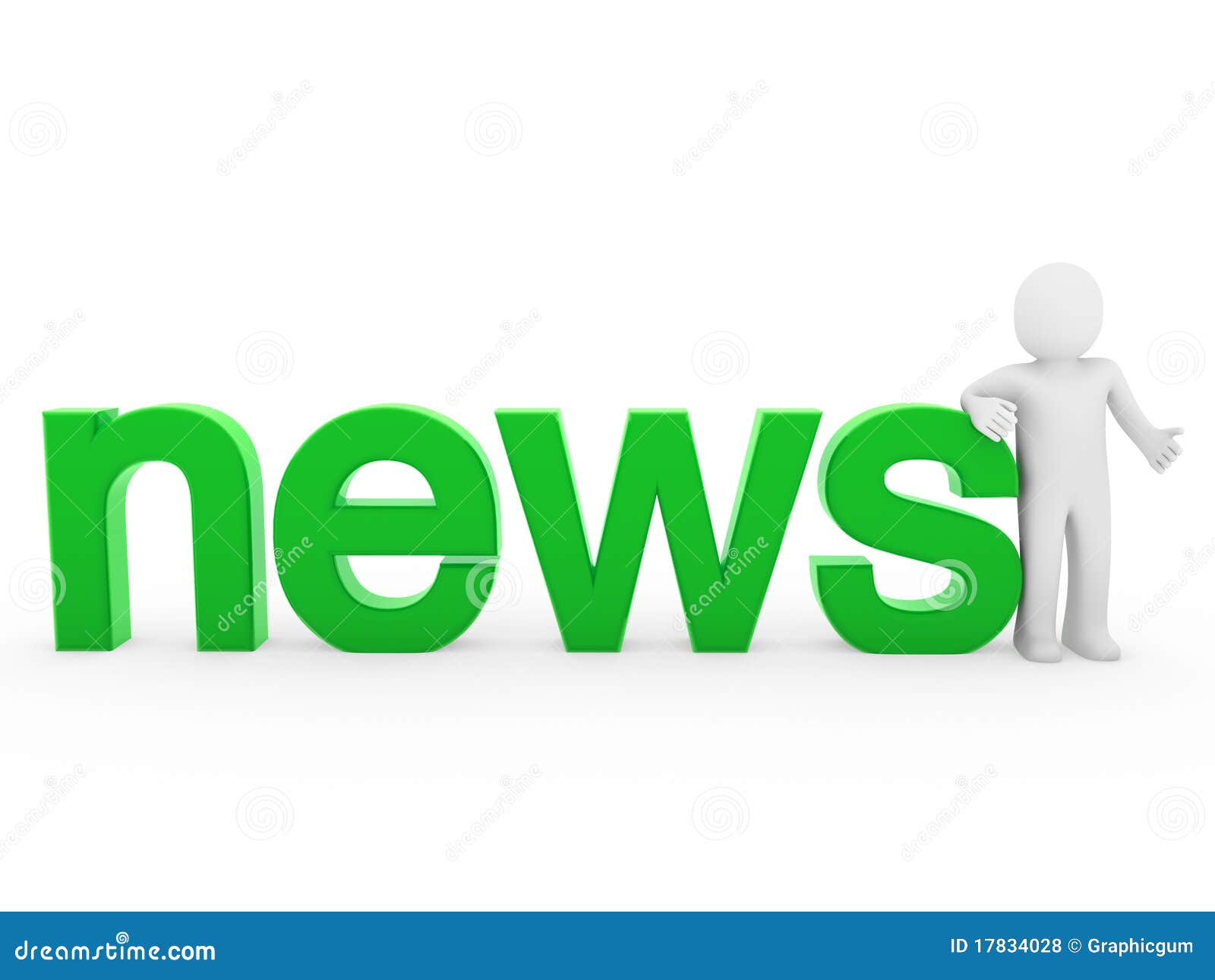 3d human news read green stock illustration. Illustration of article ...