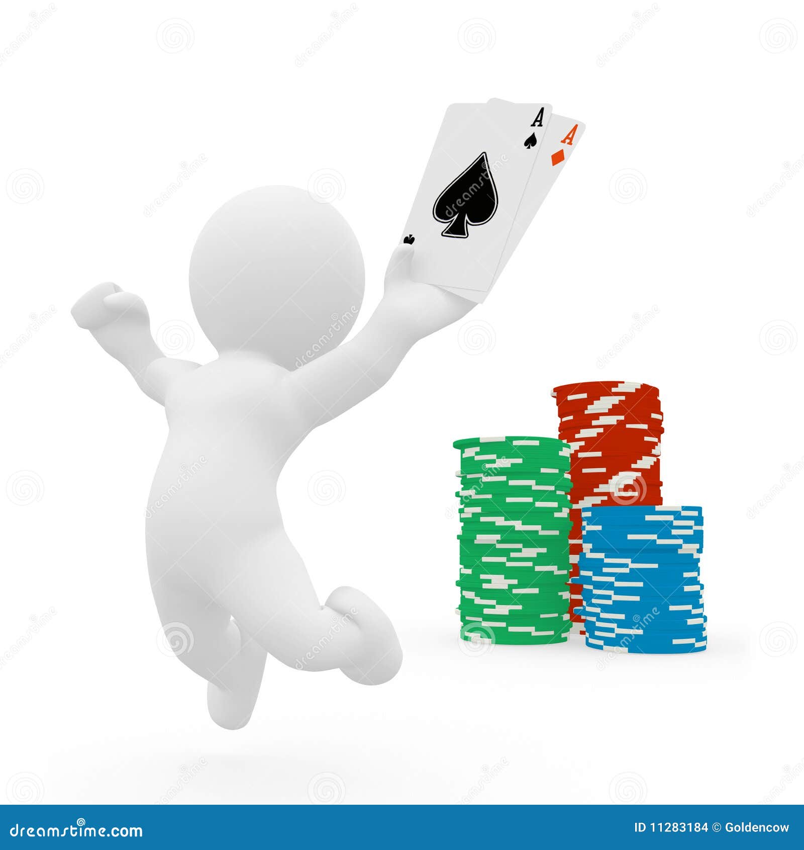 3D Human with Playing Card and Poker Stock Illustration - Illustration ...