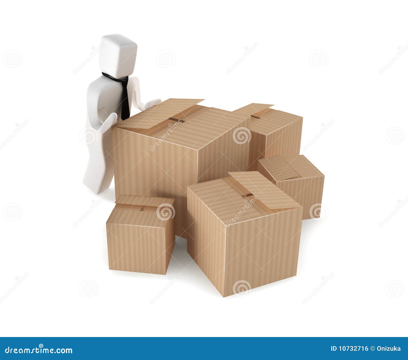3d human pushing boxes stock illustration. Illustration of merchandise ...