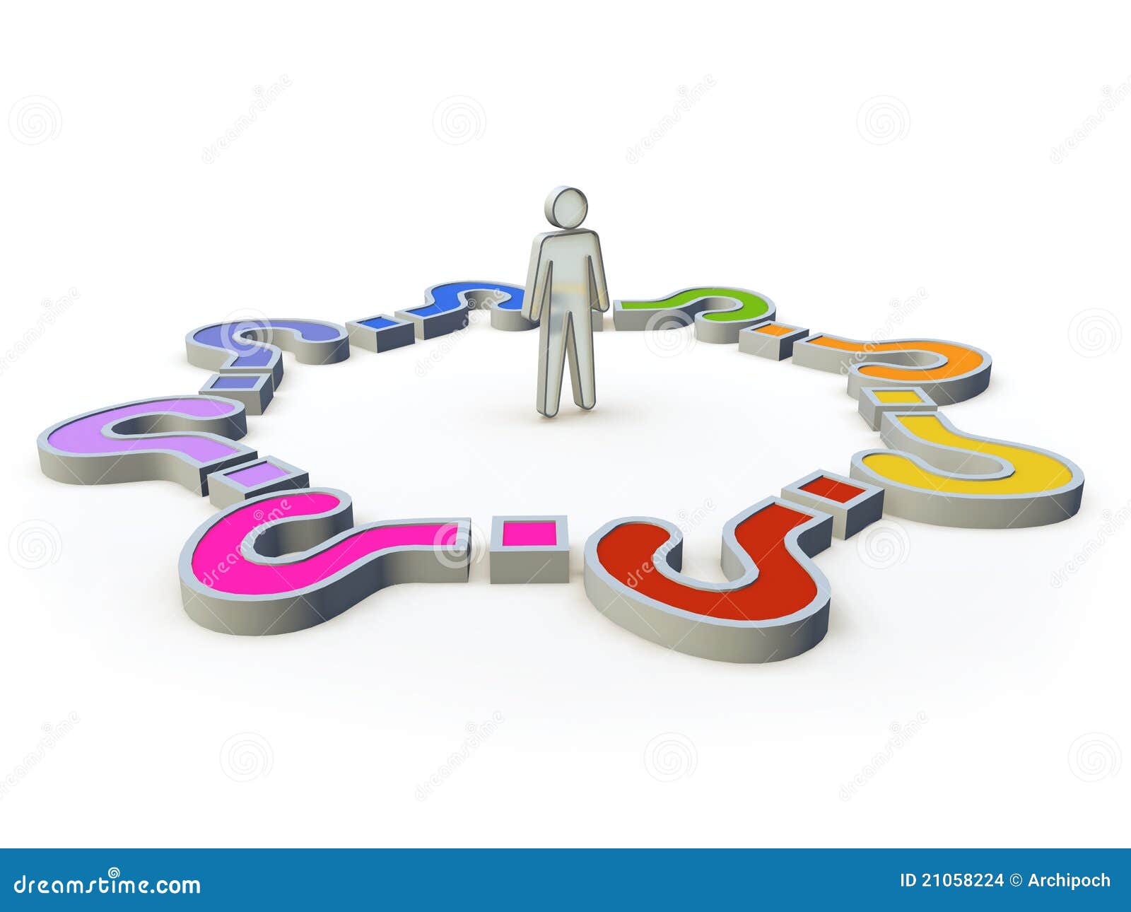 3d Human with Question Mark Stock Illustration - Illustration of people ...