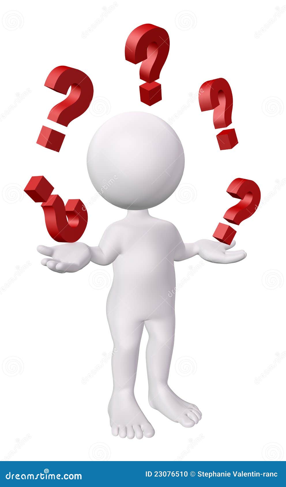 3D Human with Red Question Marks Stock Illustration - Illustration of ...