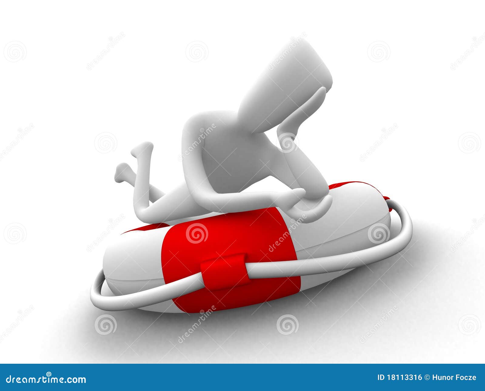 3d Human Relaxing on Life Preserver Stock Illustration - Illustration ...