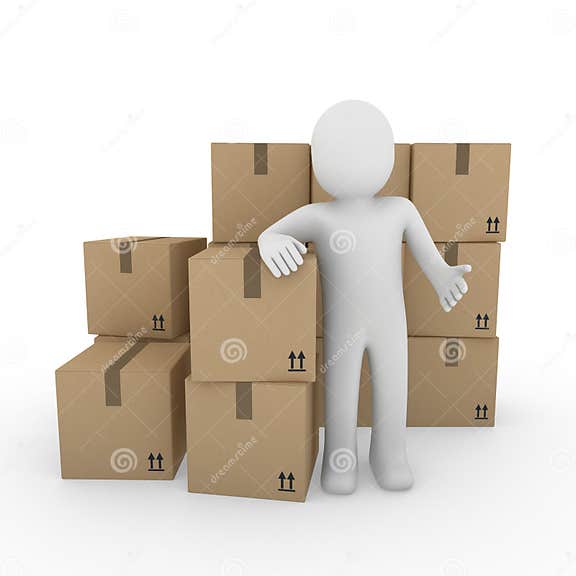 3d human shipping package stock illustration. Illustration of ...
