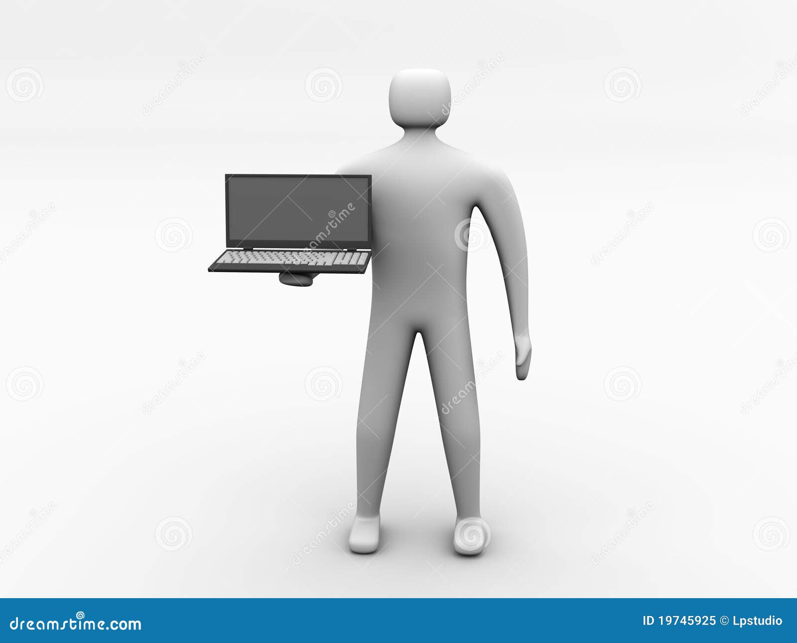 Human And Laptop With Server NetWork. 3D Image Royalty-Free Stock ...