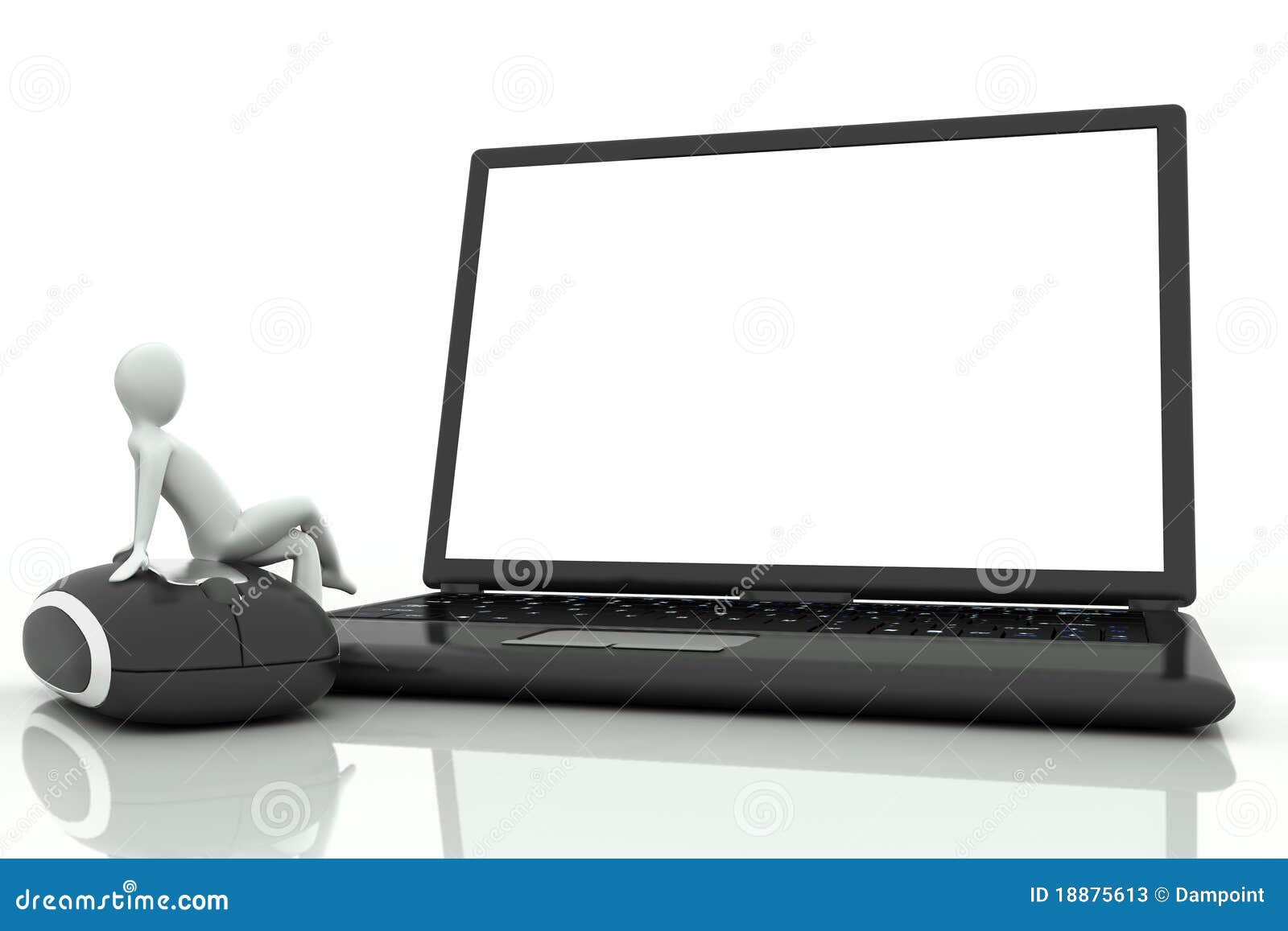Human And Laptop With Server NetWork. 3D Image Royalty-Free Stock ...