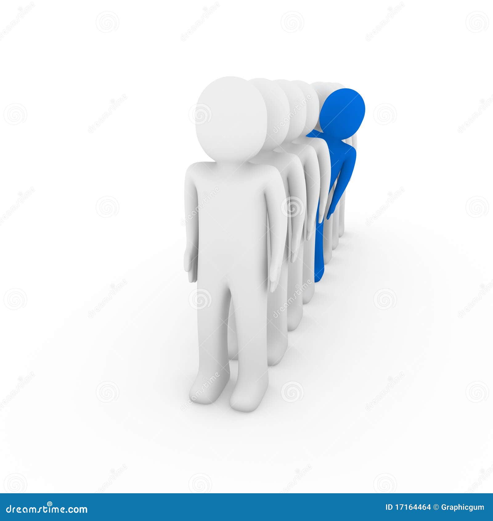3d human stand crowd blue stock illustration. Illustration of leader ...