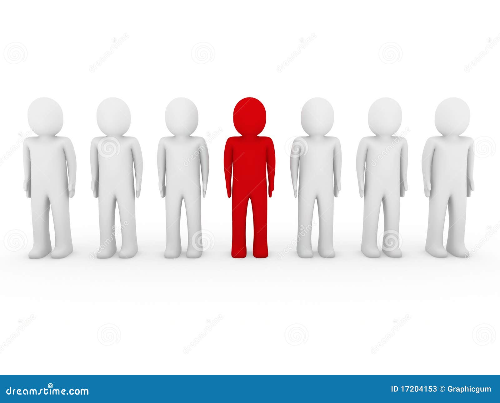 3d human stand crowd red stock illustration. Illustration of leader ...