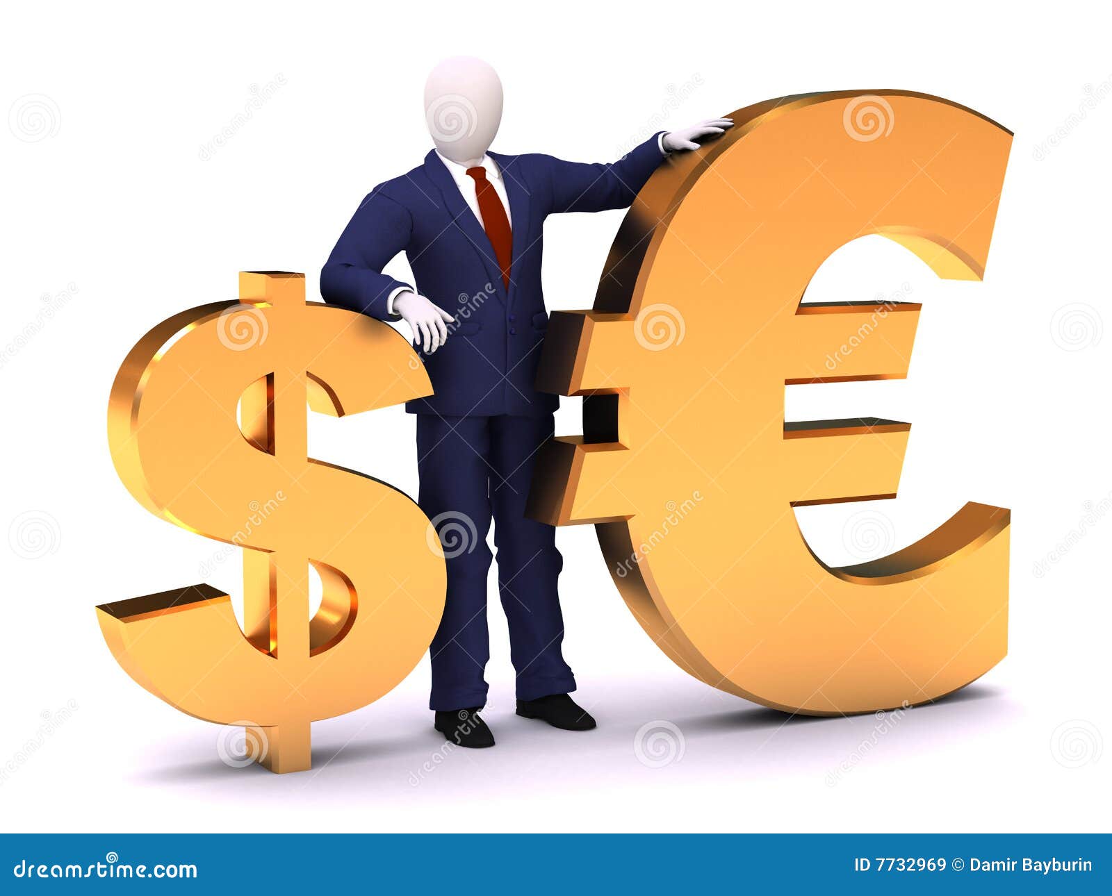 3d Human Staying with Dollar and Euro Stock Illustration - Illustration ...