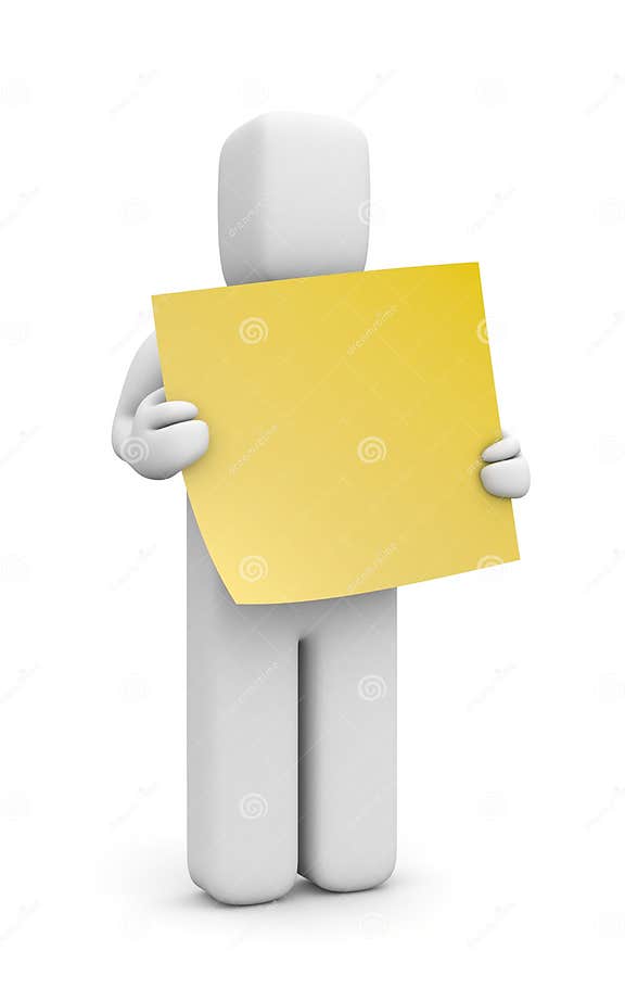 3d human with sticky note stock illustration. Illustration of clip ...