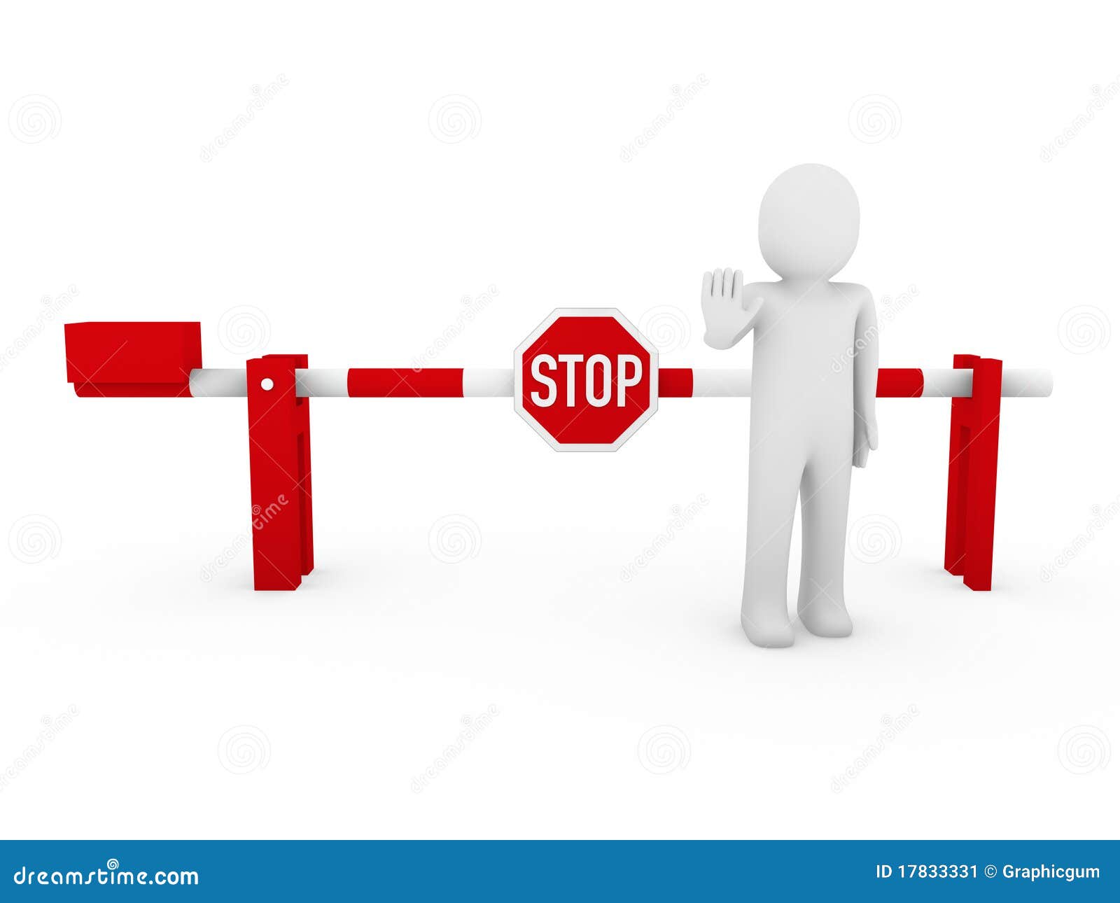 3d human stop barrier red stock illustration. Illustration of solution ...