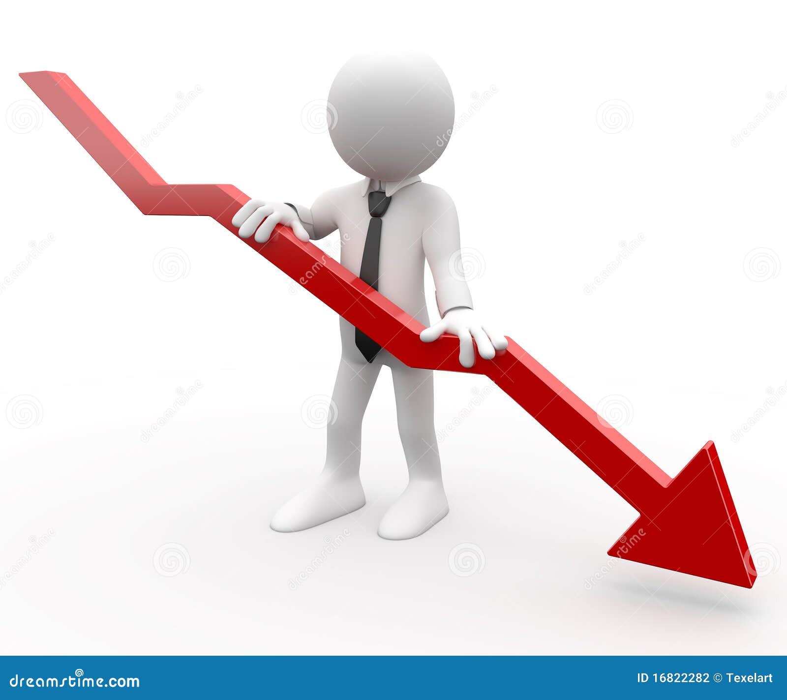 3D Human Supported by a Red Arrow Pointing Down Stock Illustration ...