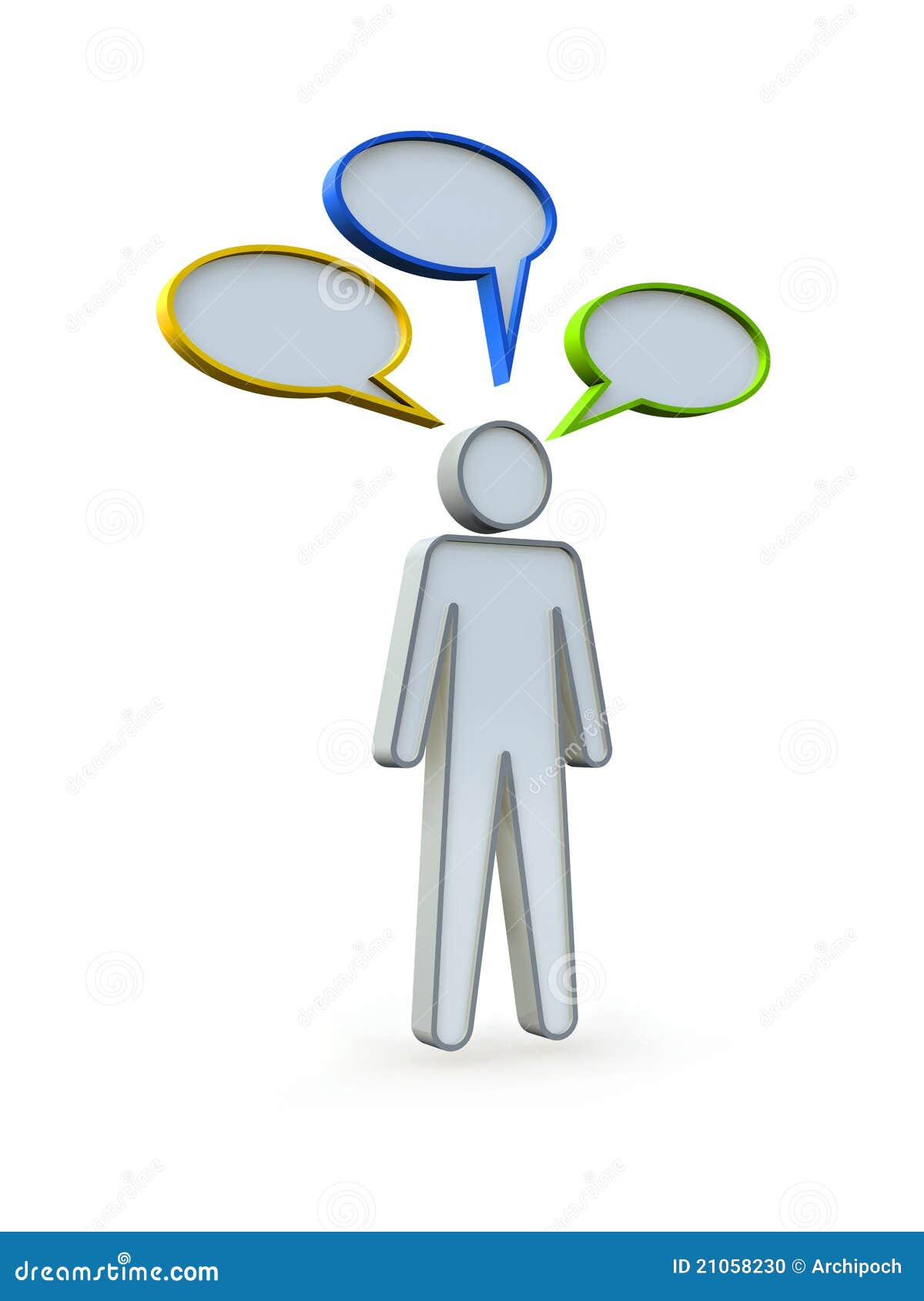 3d human with think bubble stock illustration. Illustration of bubble ...