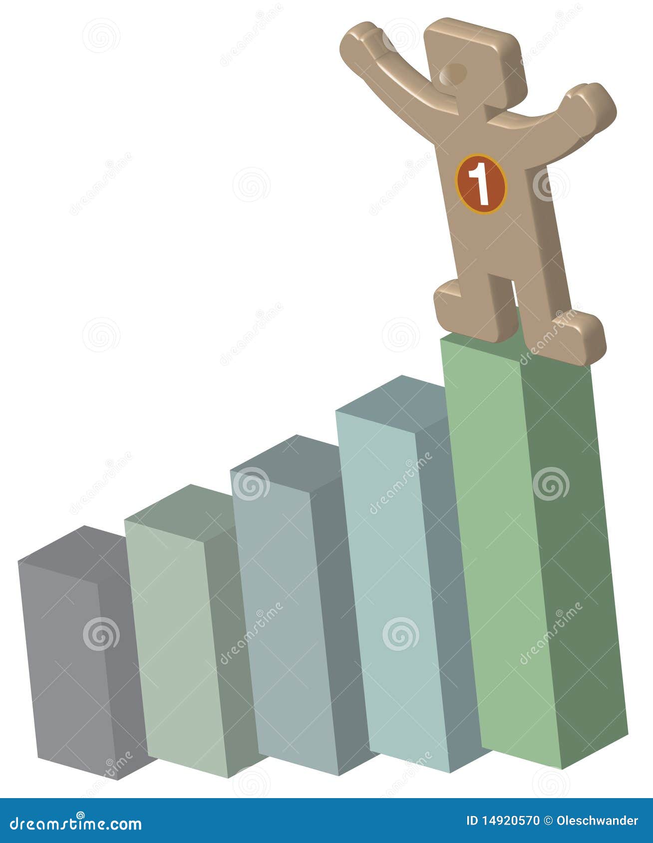 3d Human on Top of a Bar Chart Stock Illustration - Illustration of ...
