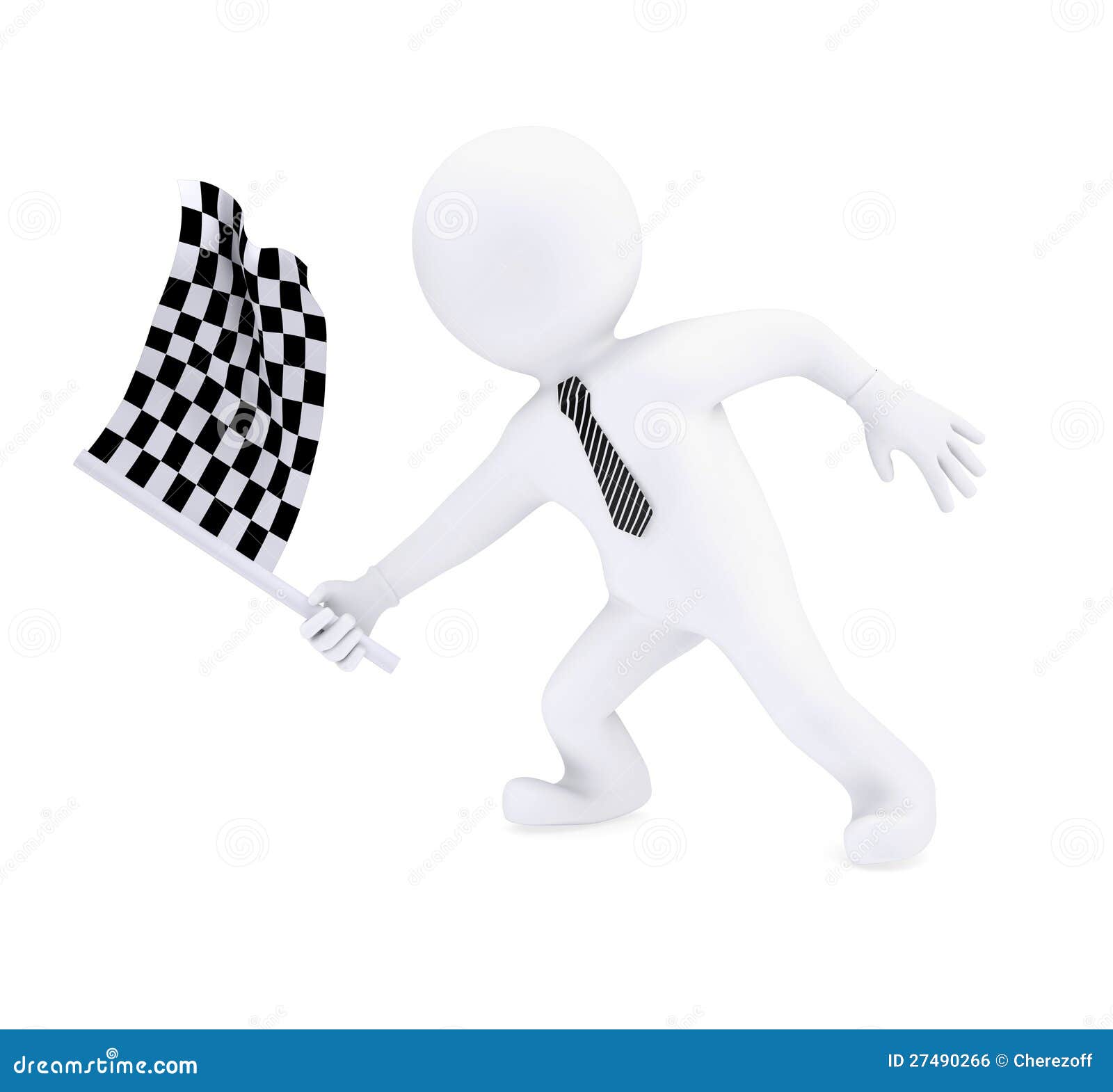3d Human Waving the Flag at the Start of Sports Stock Illustration ...