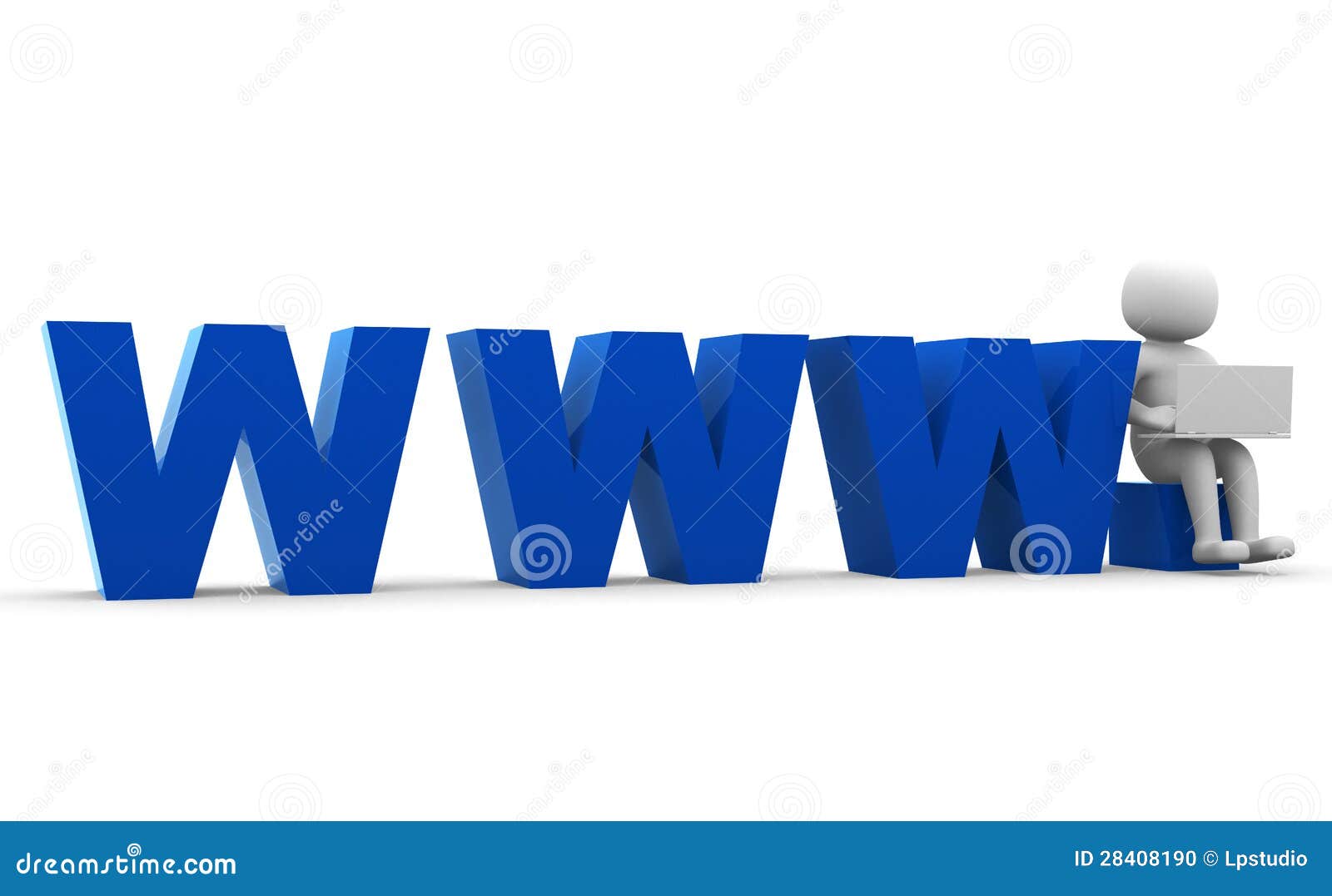 3d Human Www Blue Symbol Internet Web Business Stock Illustration ...