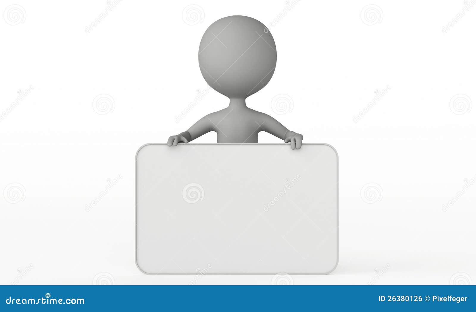 3d Humanoid Character with a Empty Board Stock Illustration ...