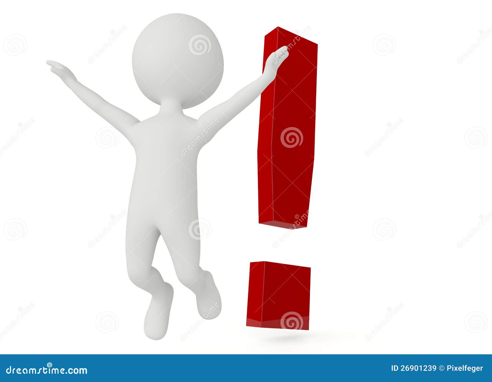 3d Humanoid Character with a Exclamation Mark Stock Illustration ...