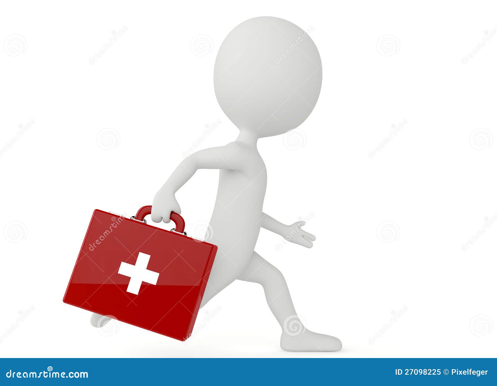 3d Humanoid Character with a First Aid Kit Stock Illustration ...