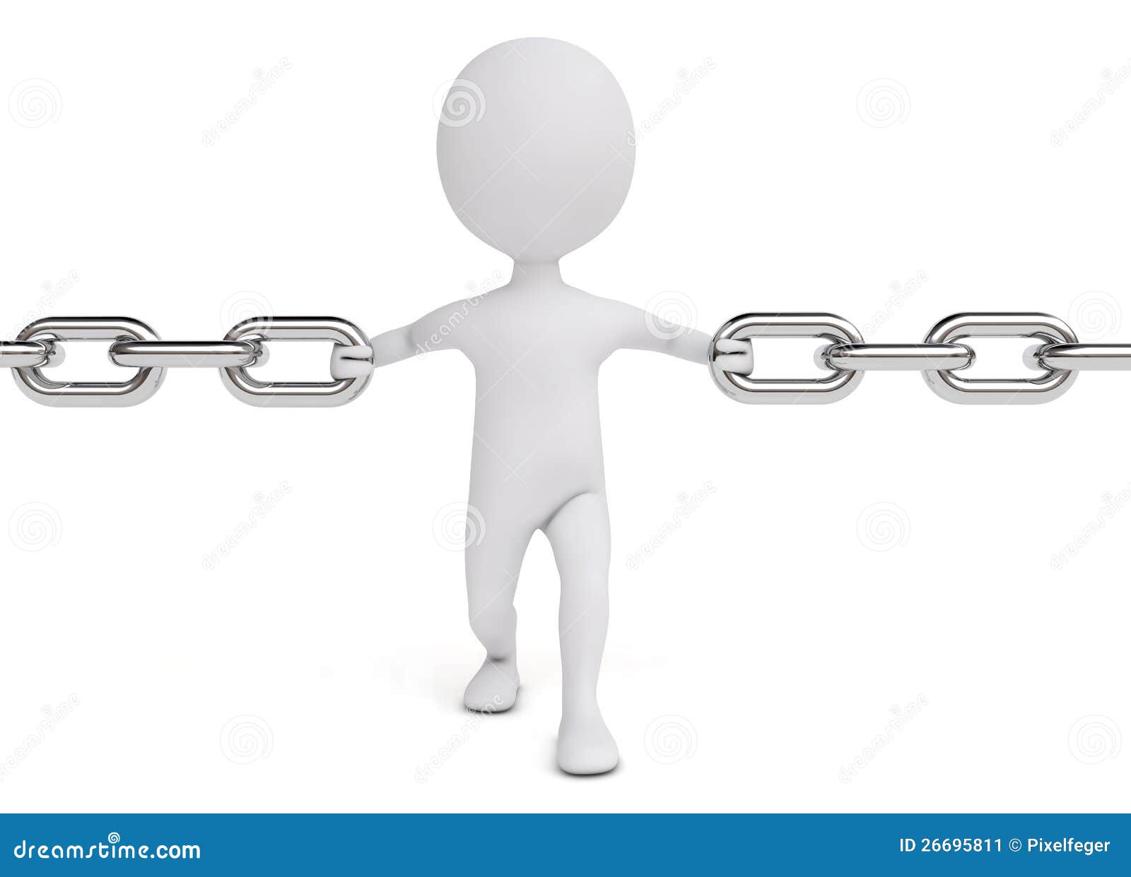 3d Humanoid Character Hold a Chain Stock Illustration - Illustration of ...