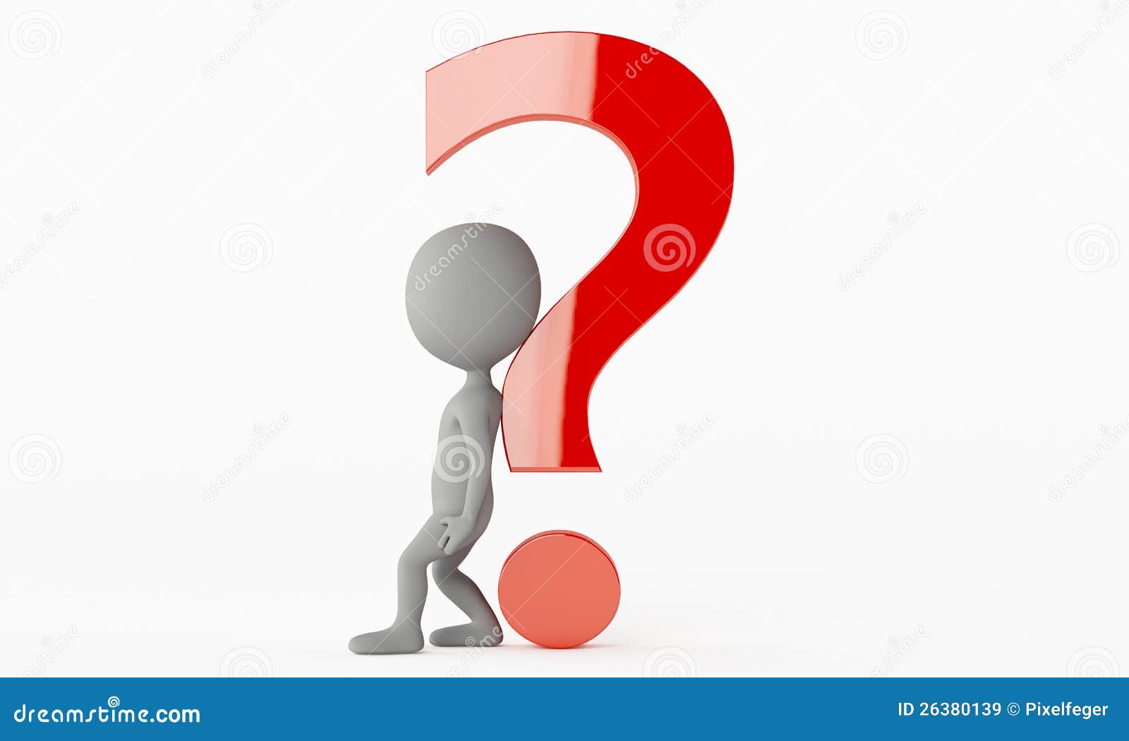 3d Humanoid Character with a Interrogation Mark Stock Illustration ...