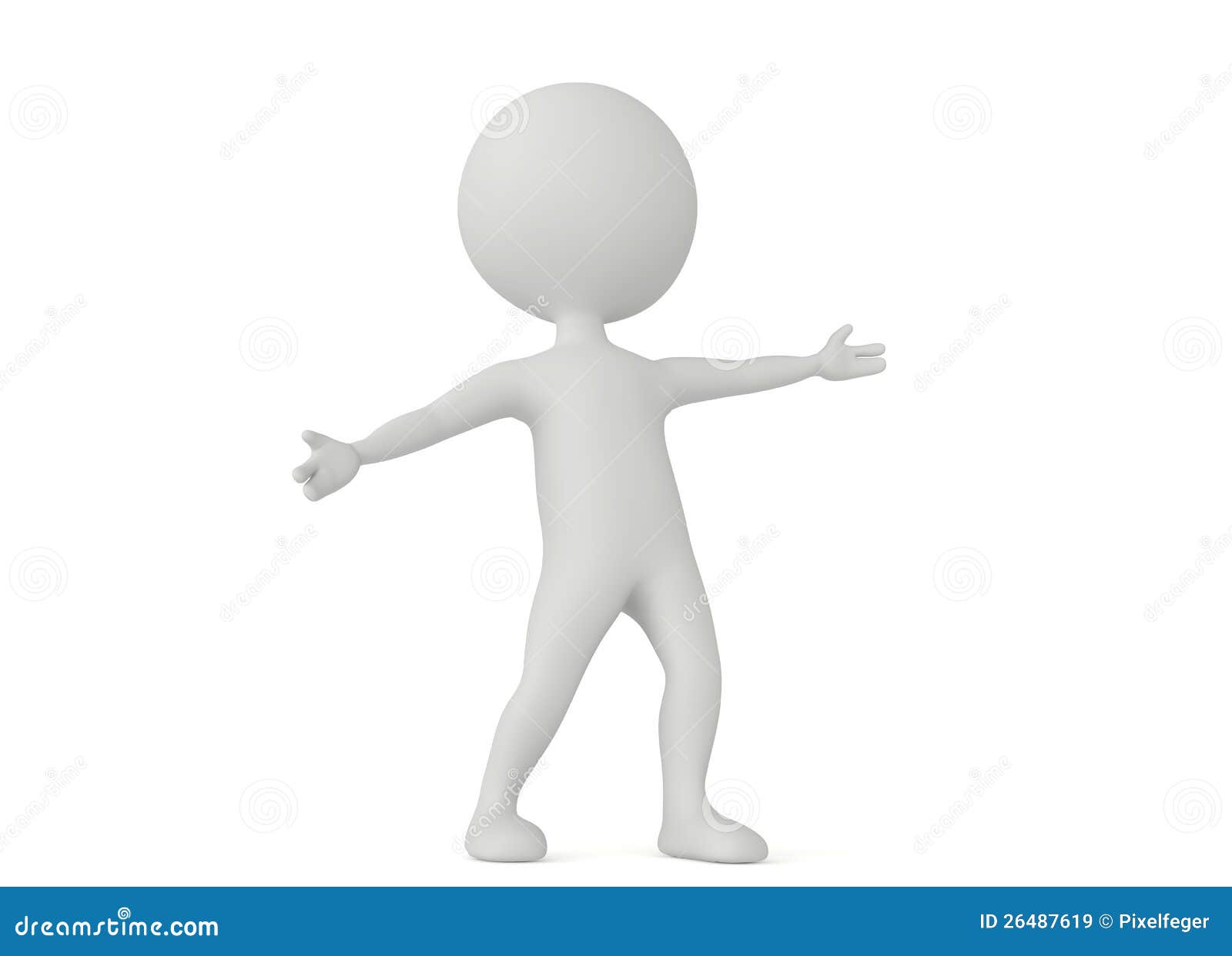 3d Humanoid Character Make a Welcome Pose Stock Illustration ...