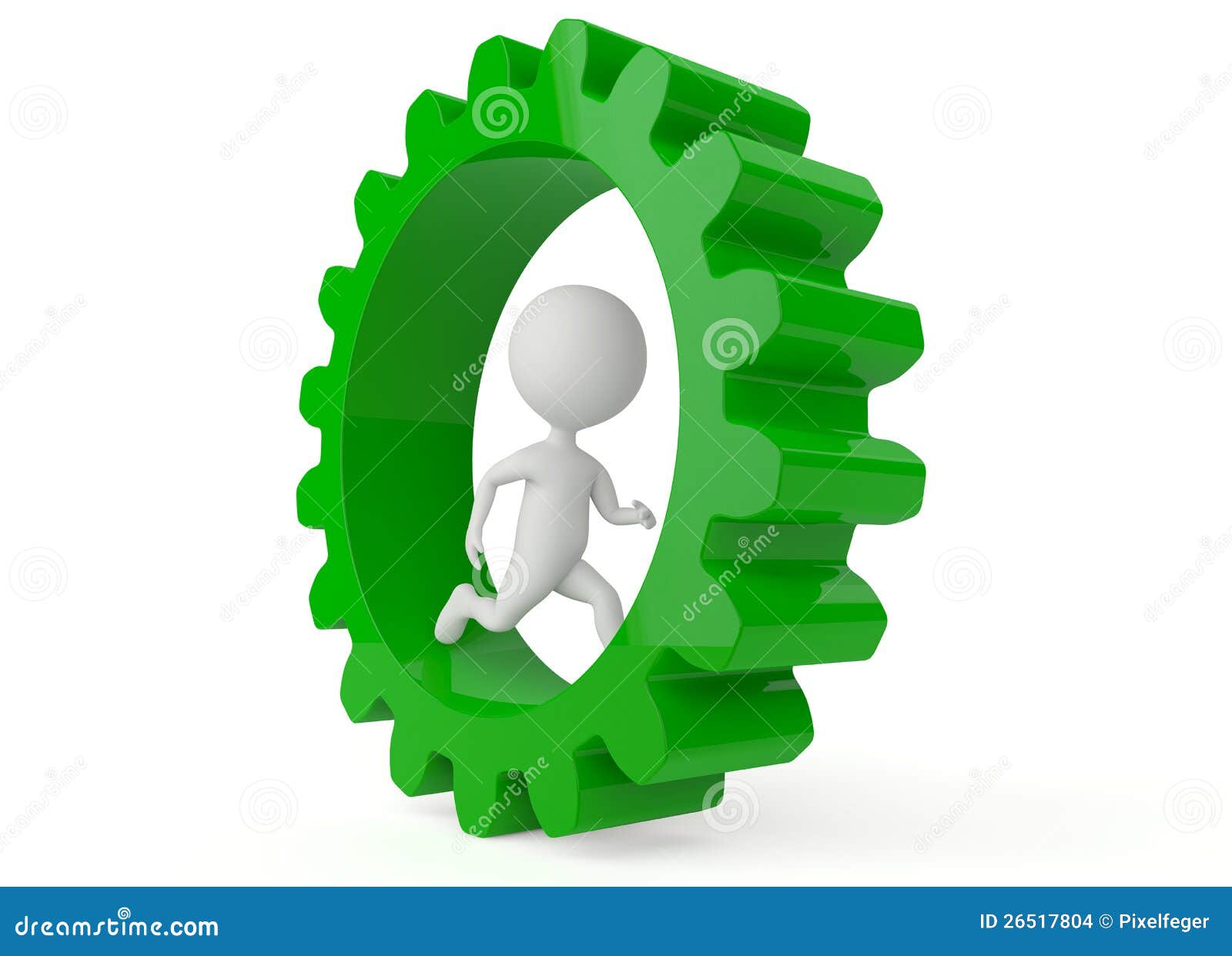 3d Humanoid Character Runs in Gear Stock Illustration - Illustration of ...