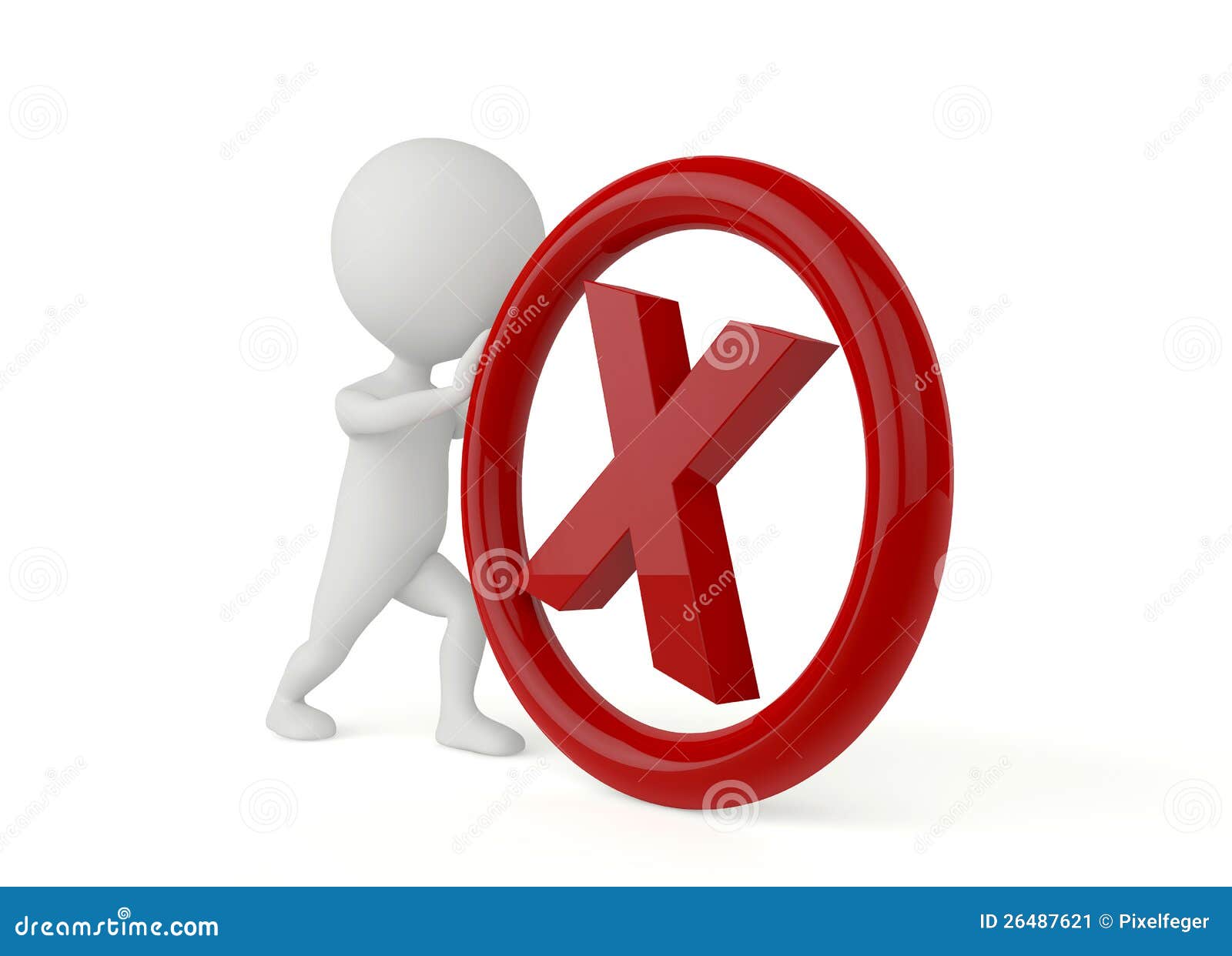 3d Humanoid Character with a X Sign Stock Illustration - Illustration ...