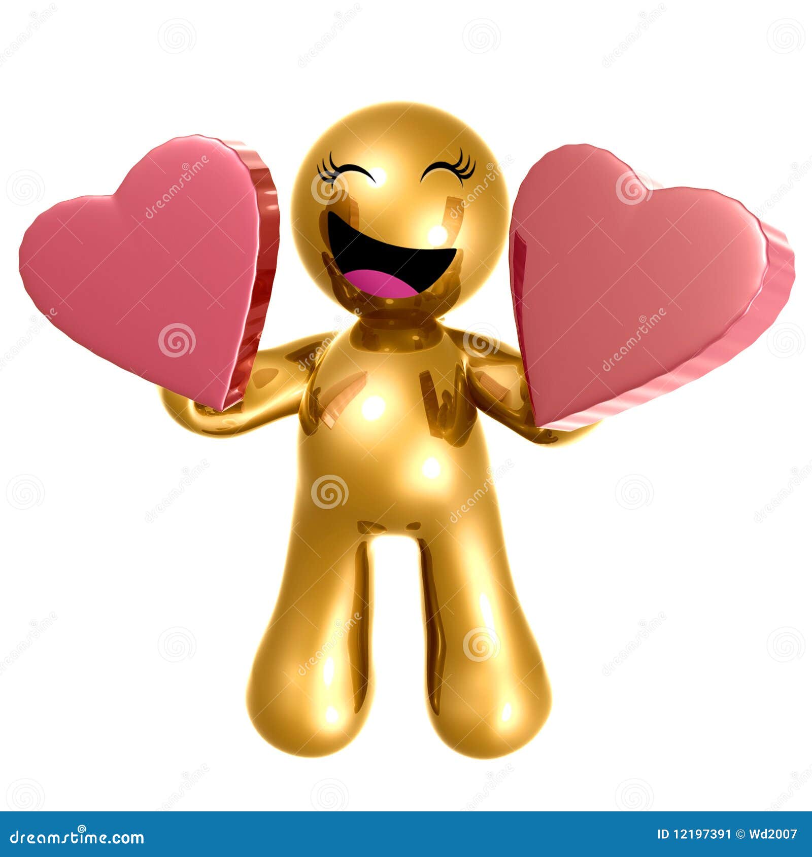 3d Icon Figure with Heart Symbols Stock Illustration - Illustration of ...