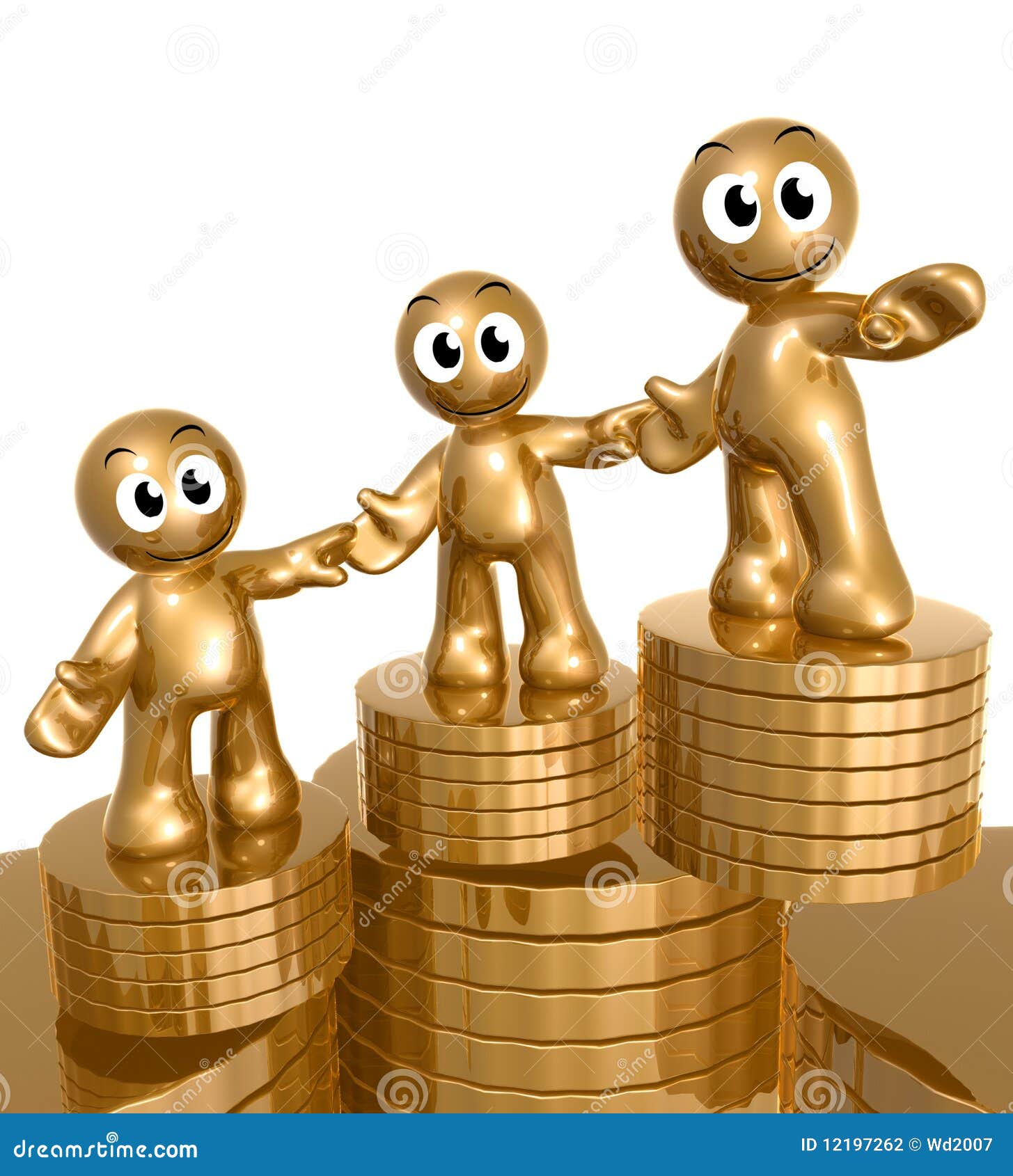 3d Icon Figures with Gold Coin Piles Stock Illustration - Illustration ...