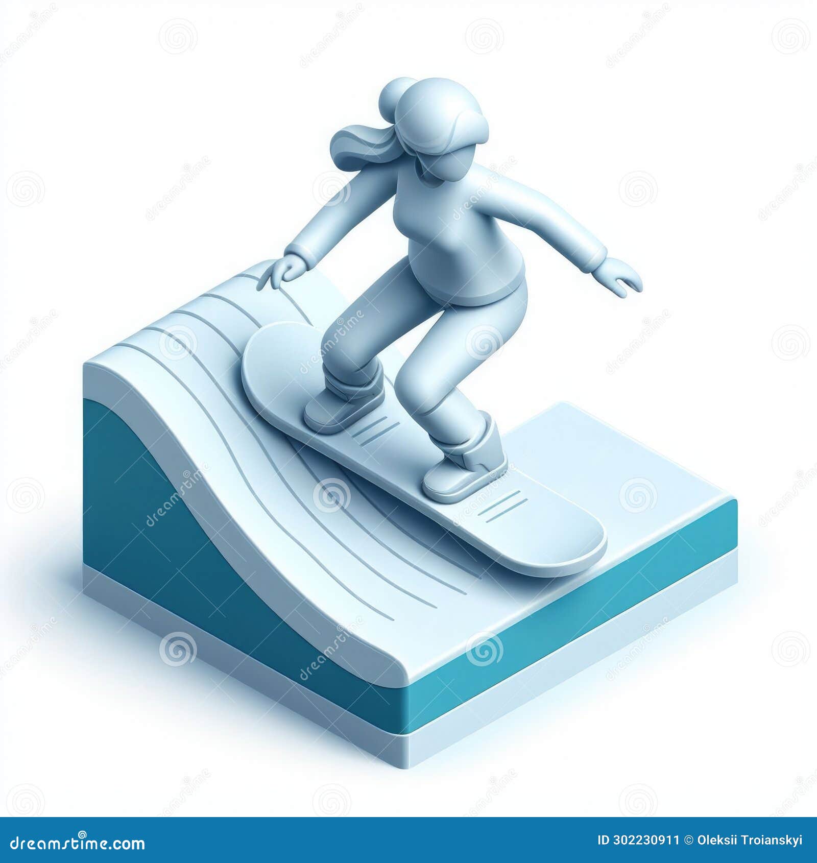 3D Icon of a Snowboarder on a Ramp in Isometric Style on a White ...
