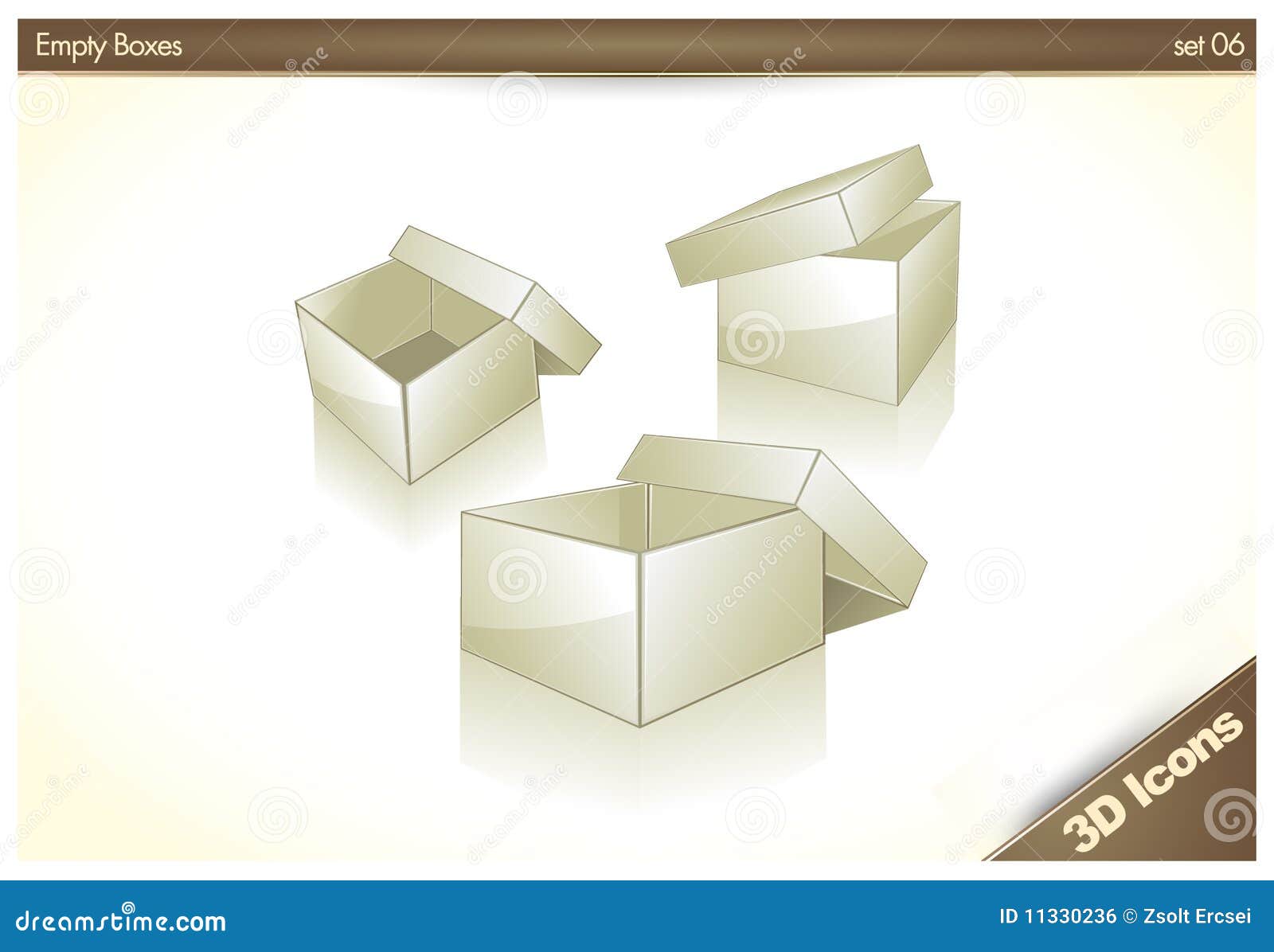 3D Icons - Blank Empty Boxes - Set 06 Stock Vector - Illustration of ...