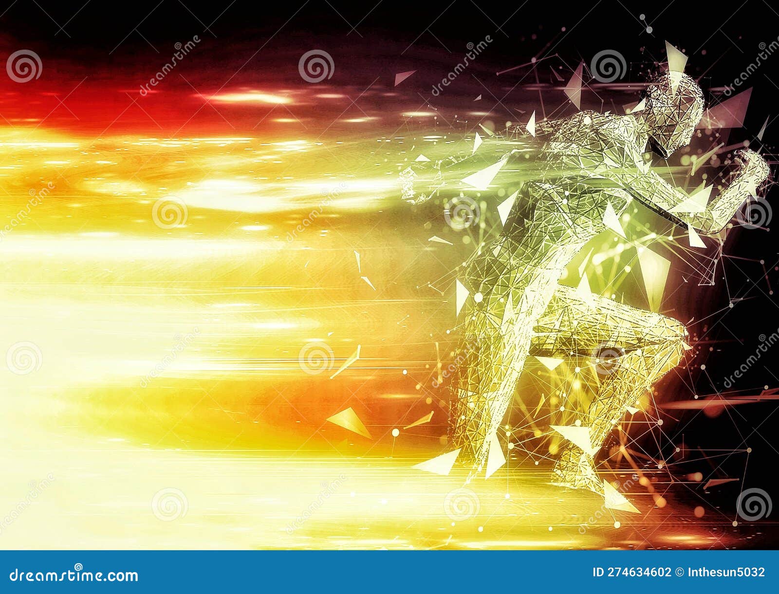 3d Illustration Combining Light Effects on the Silhouette of a Running ...