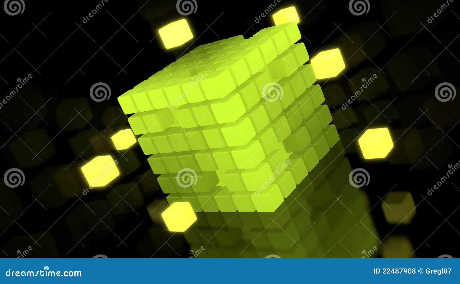 3d Illustration of Glowy Cube Stock Illustration - Illustration of ...