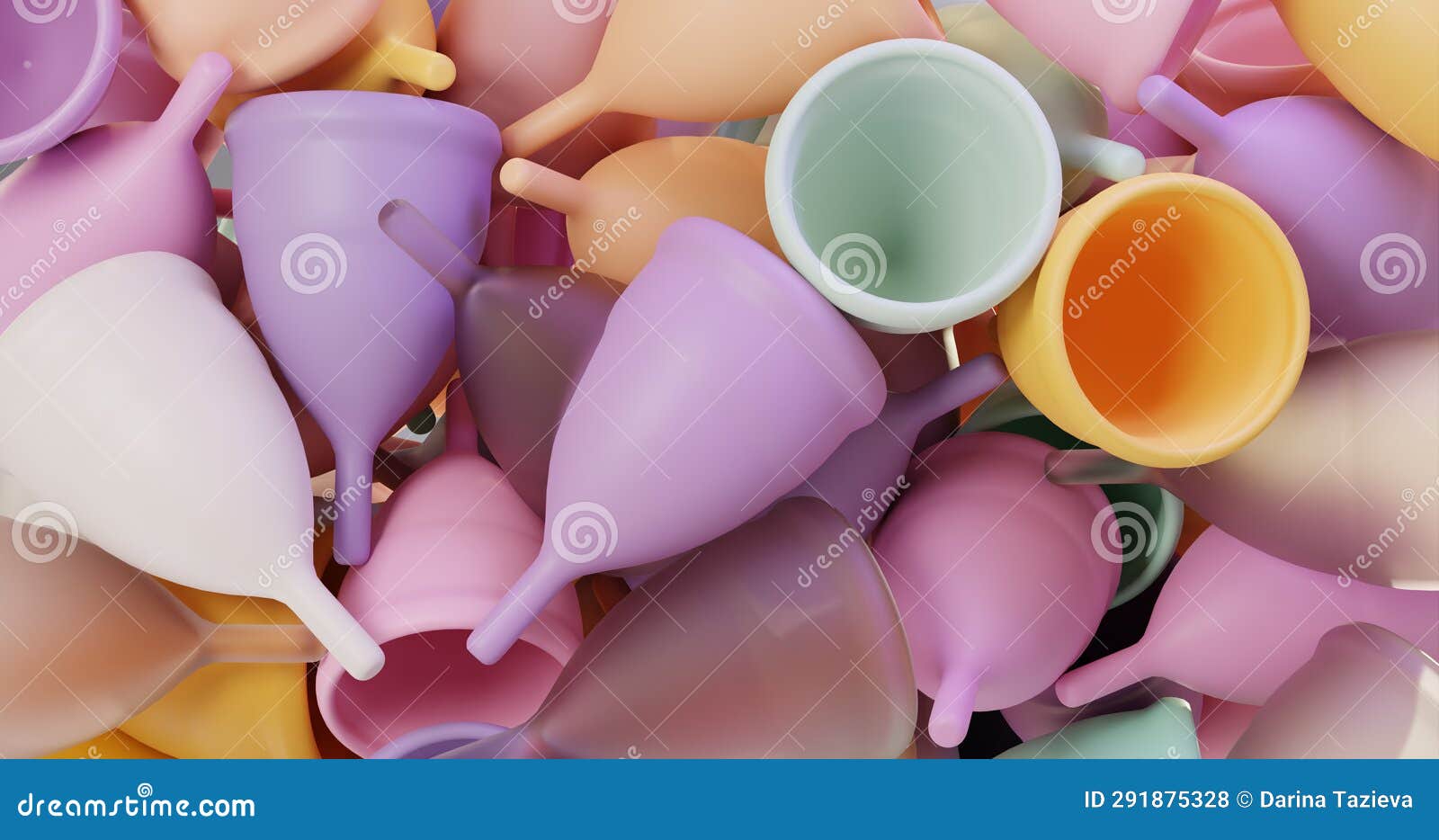 3d Illustration of a Render of Colorful Bright Menstrual Cups. Stock ...